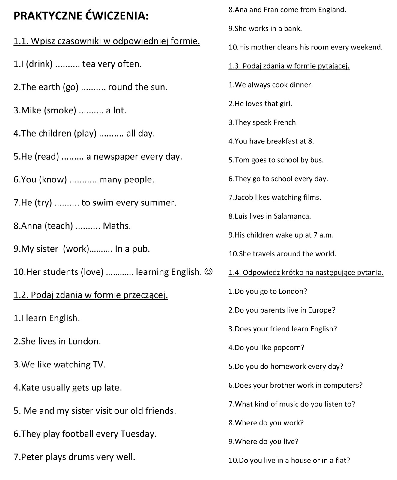 Language Corner: Present Simple kl IV