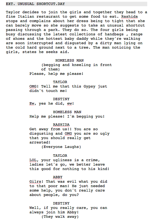 AS MEDIA COUSREWORK: Planning: Script