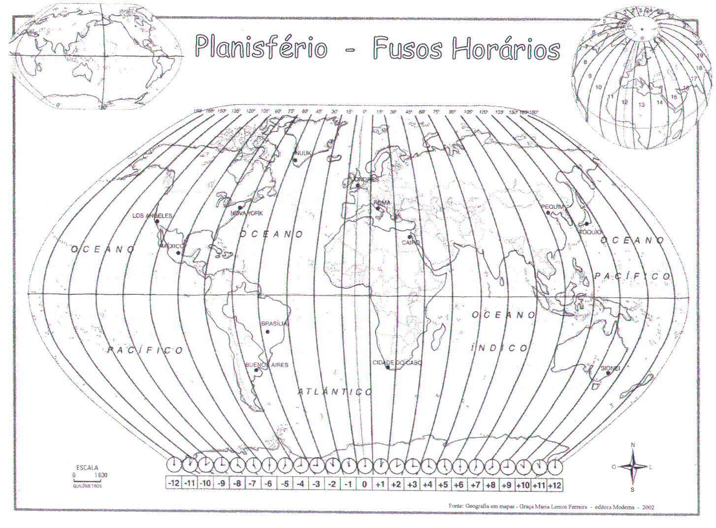 Geografando com a Chris: Mapa de Fusos Horário Teórico