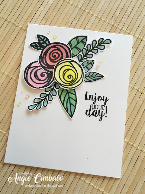 Cimbacreativefun: Enjoy Your Day CAS Floral Card
