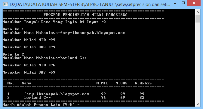 Program Sederhana C++ Dengan Array dan Fungsi Setw (Tabel) | Blog Tips & Trik