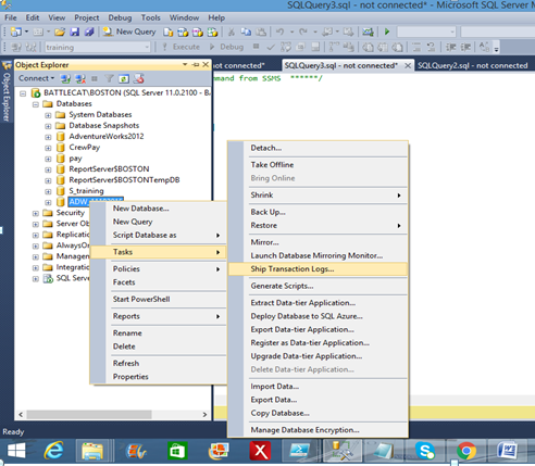 SQL Server - Rain or Shine : Creating log shipping in SQL server