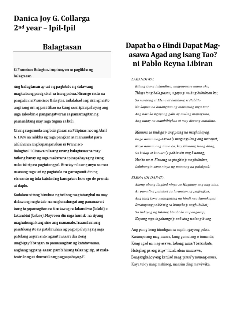 balagtasan script - philippin news collections