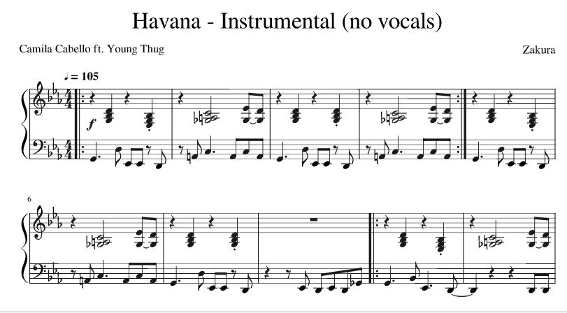 Camila Cabello — Havana Piano Sheets - Piano Sheet Music pdf