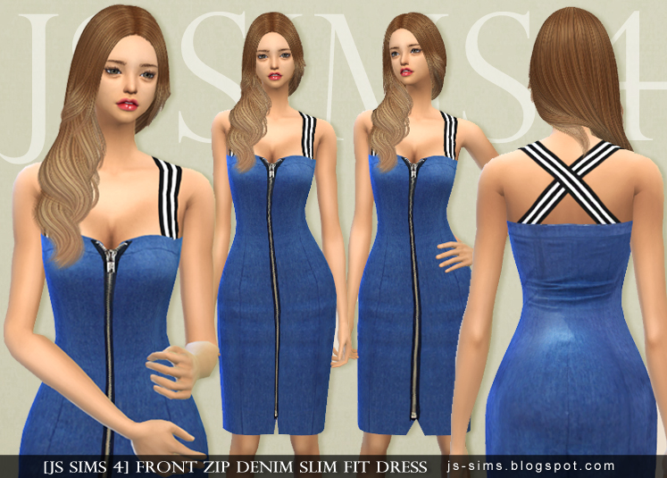 [JS SIMS 3&4] Front Zip Denim Slim Fit Dress－JS SIMS｜痞客邦