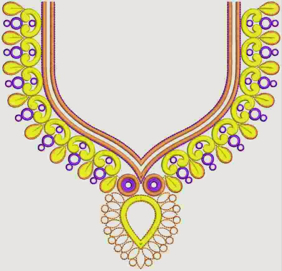 EmbDesignTube: Fancy Embroidery Neck Designs For Women Wear Dresses