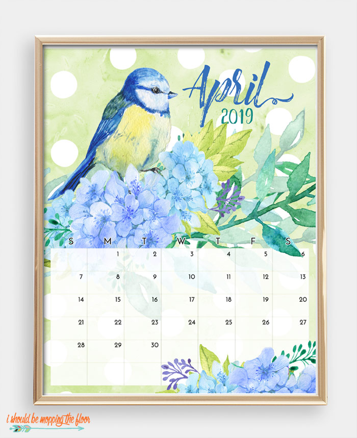 2019 Birds and Blooms Printable Calendar | i should be mopping the floor