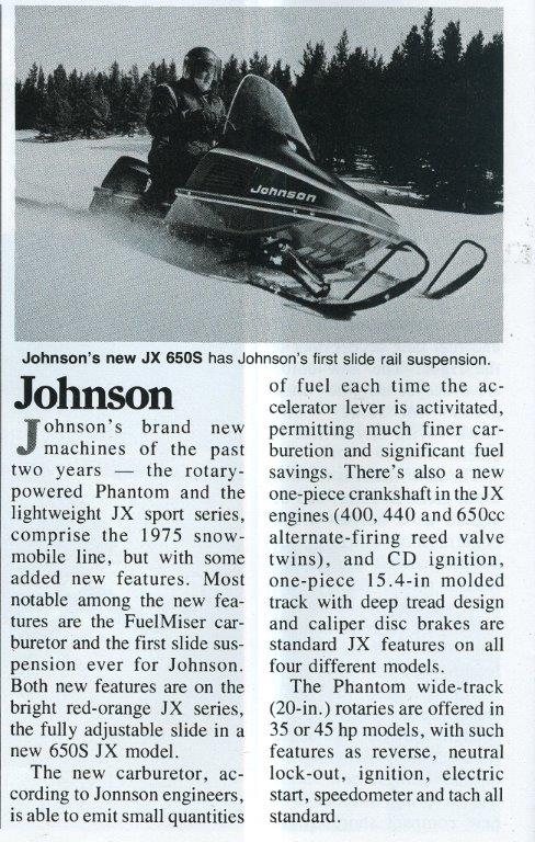 CLASSIC SNOWMOBILES OF THE PAST: 1975 JOHNSON SNOWMOBILES