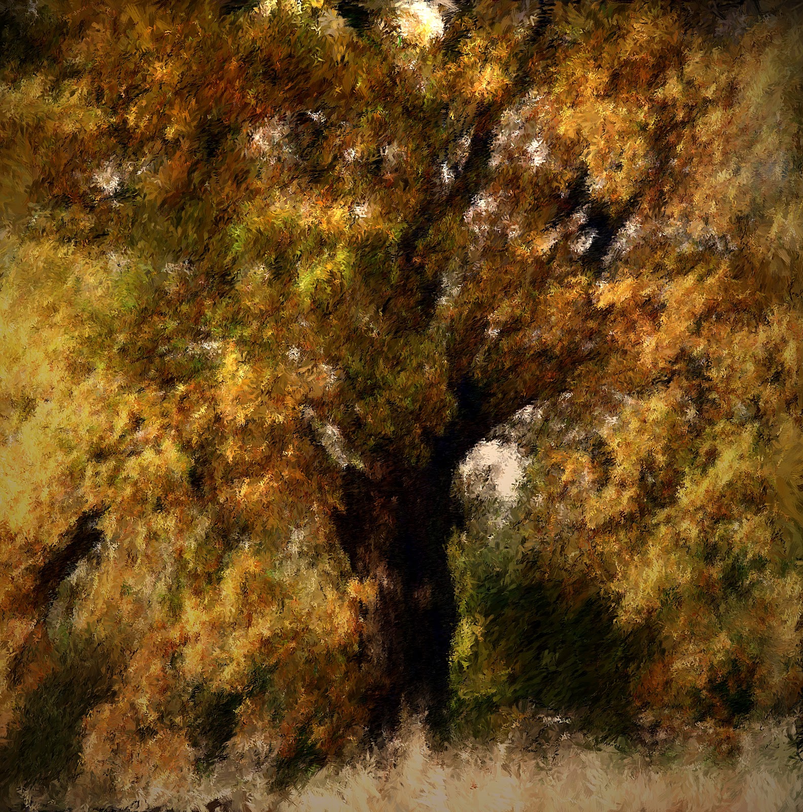 painting of a majestic old oak tree.
