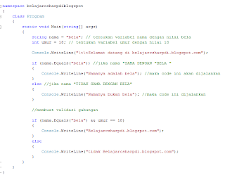 Belajar program pemograman C# .net online di Blogspot: C# : Validasi pada csharp