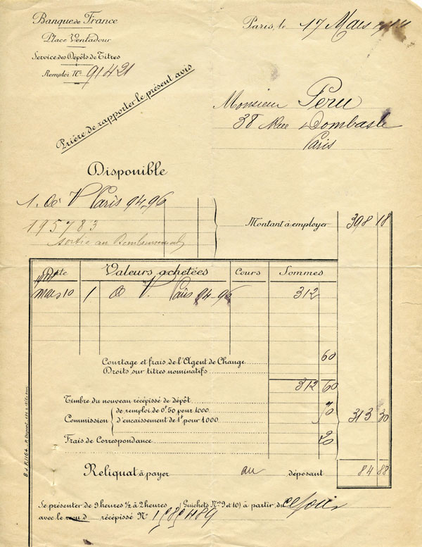 One Lucky Day: Free 1904 Vintage Parisian Receipt download