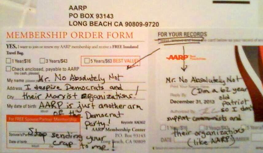 Teabaggers Respond To AARP Mail - Joe.My.God.