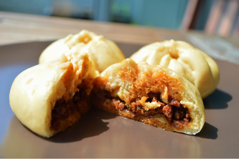 Mute Food: Panes chinos al vapor (pan baozi) rellenos de soja agridulce ...