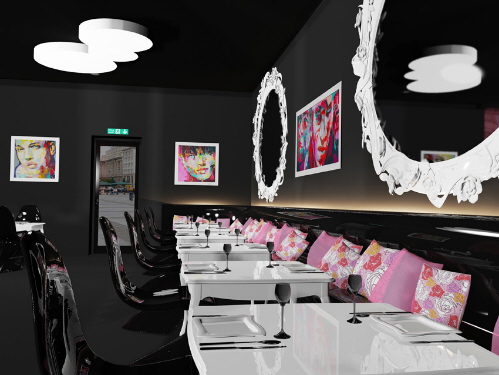 Beauty Houses: Purple Cafe Interior Designs Ideas