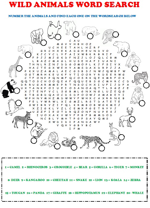 Fábio Daniel Soave: Word Search - Wild Animals