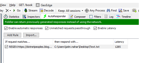 Fiddler Wildcard AutoResponse For URL parameters