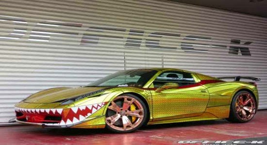 Gold Ferrari Modification With Golden Teeth Shark - KANJENK