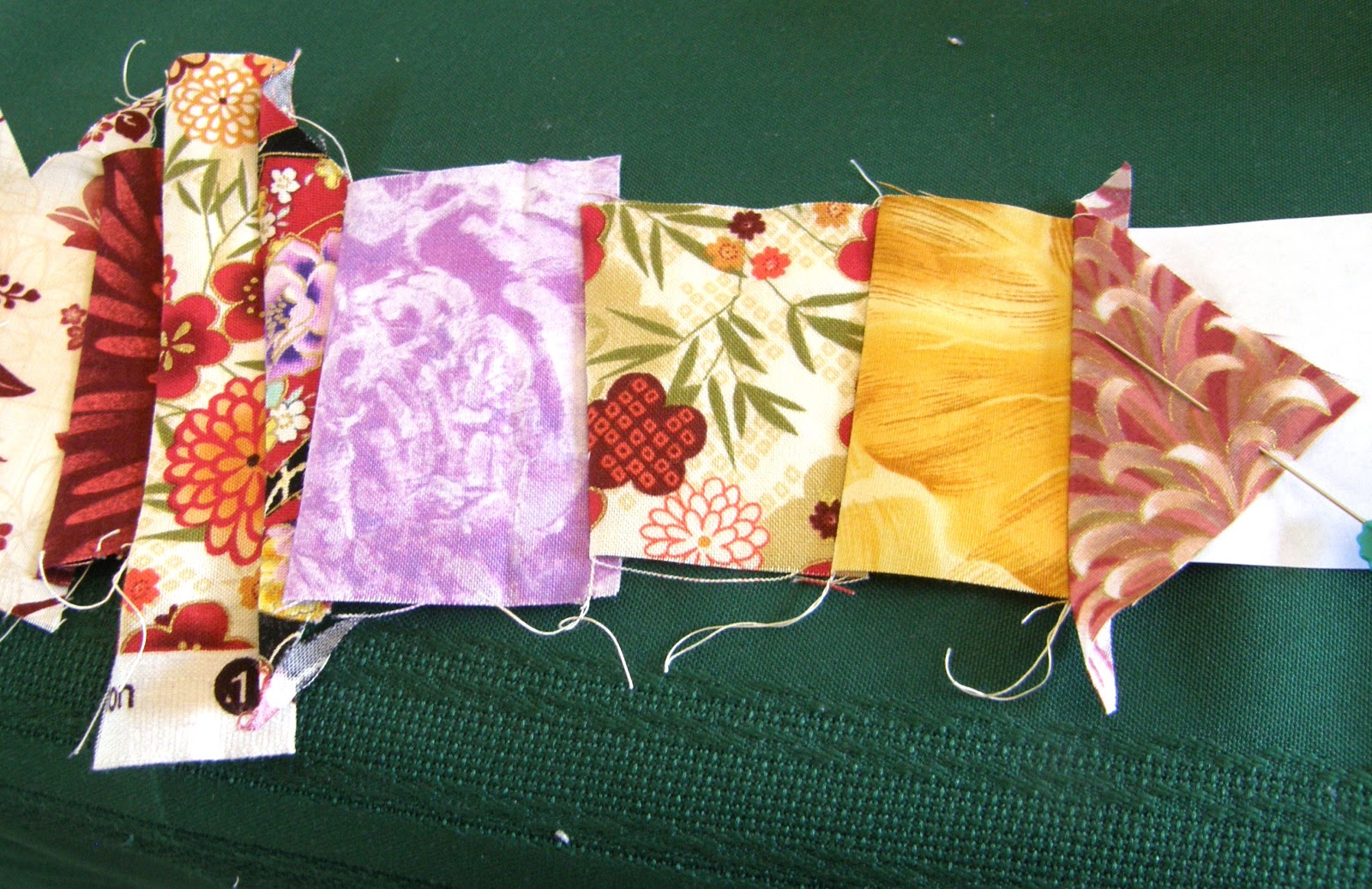 The Woman on the Hill: Pieced strip blocks