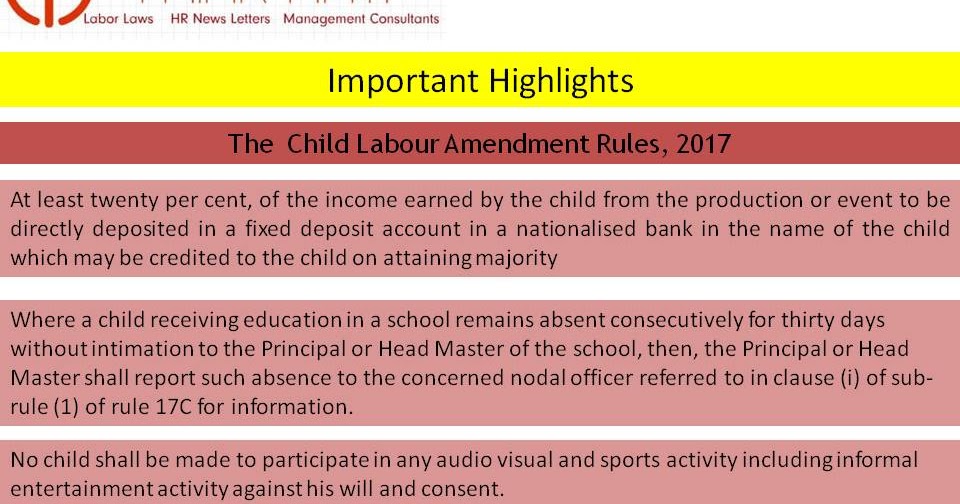 The Child Labour Amendment Rules, 2017