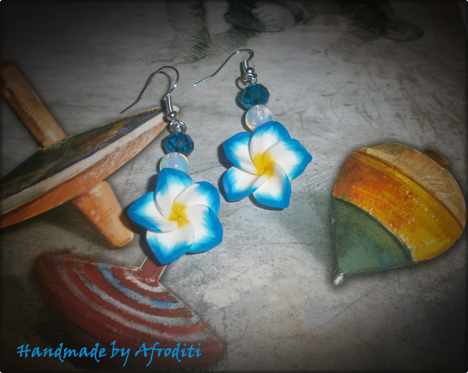 Afroditi handmade creations: σκουλαρικια με λουλουδια απο πολυμερικο ...