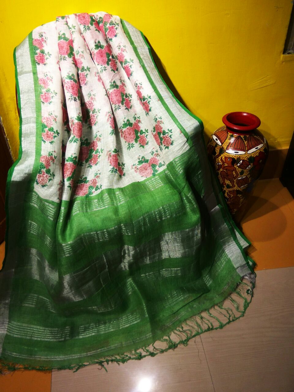 Linen by linen screen print sarees