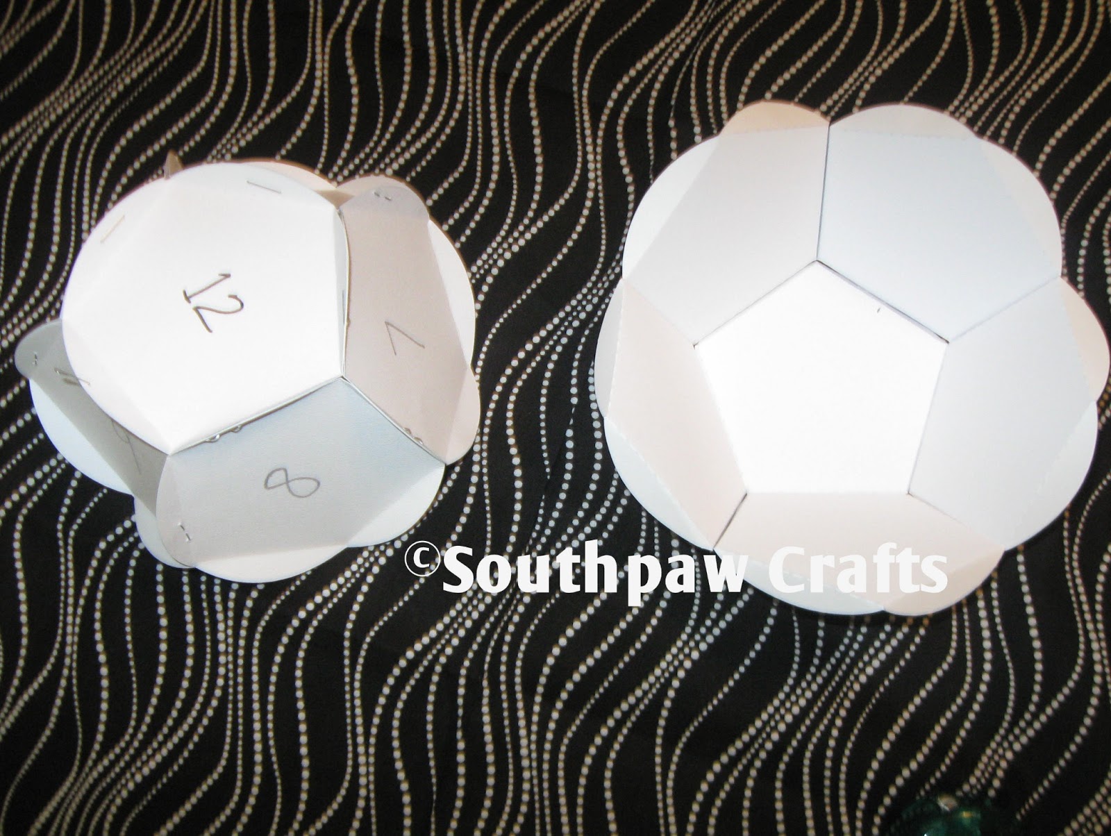 Southpaw Crafts: Using Circles and Pentagons To Make 12 Sided Dice or Ball