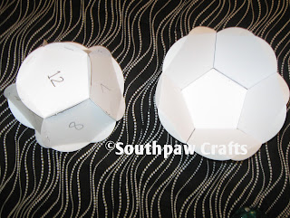 Southpaw Crafts: Using Circles and Pentagons To Make 12 Sided Dice or Ball