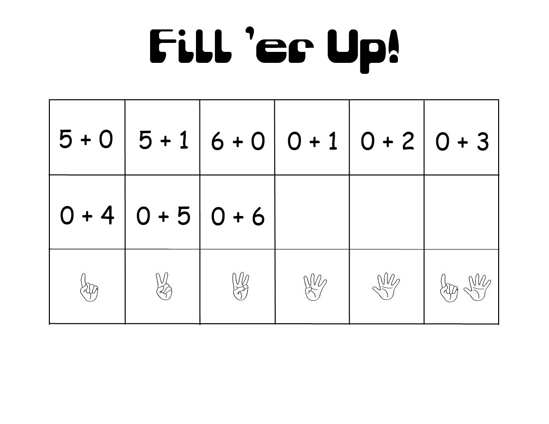 Kindergarten and Mooneyisms: Fill 'er Up Math Game and Freebie!