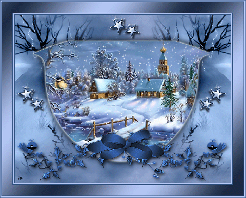 Animowane Gify Zima Mireczki: Animowane obrazki zima nocą