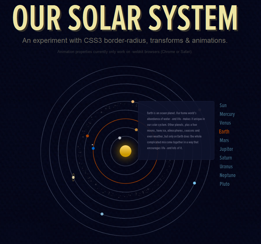 Sistema Solar em CSS | Aberto até de Madrugada
