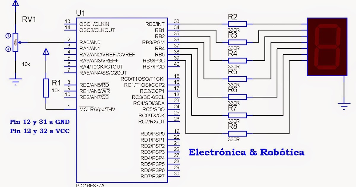 MicroCode Studio & PBP: Uso del ADC con PIC16F877A – Display de 7 segmentos