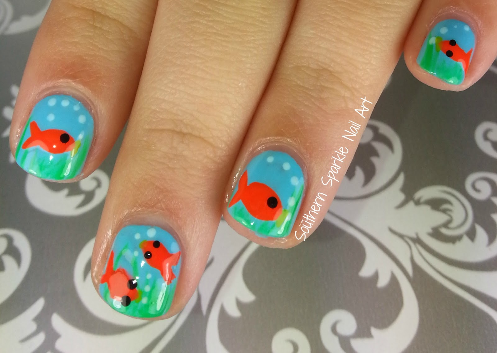 Southern Sparkle Nail Art: Goldfish Nail Art