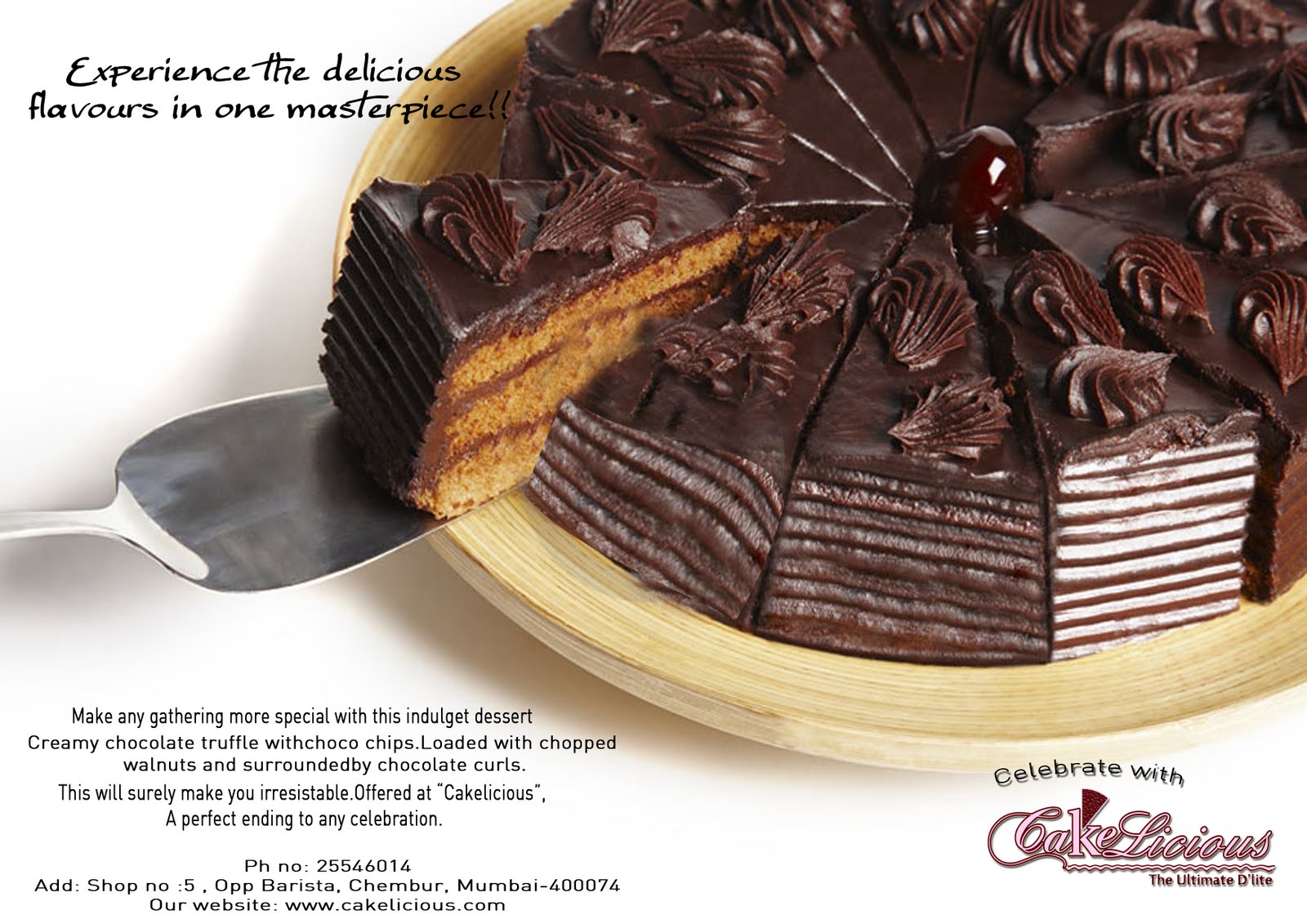 My work: Magazine ad for cake shop (Cakelicious)