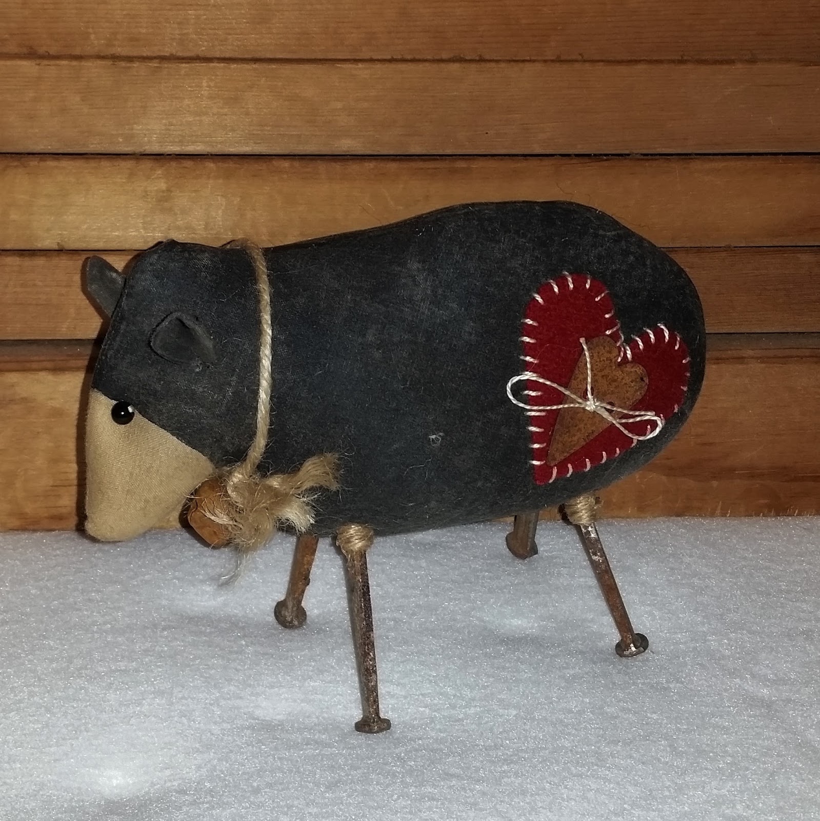 KKL Primitives Selling Blog: PRIMITIVE BLACK STANDING SHEEP WITH RED ...