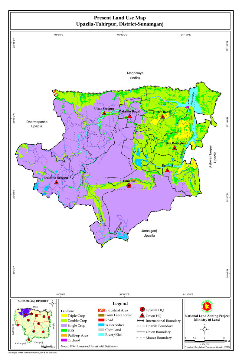 Mouza & Land Use Maps of Tahirpur Upazila, Sunamganj, Bangladesh ...