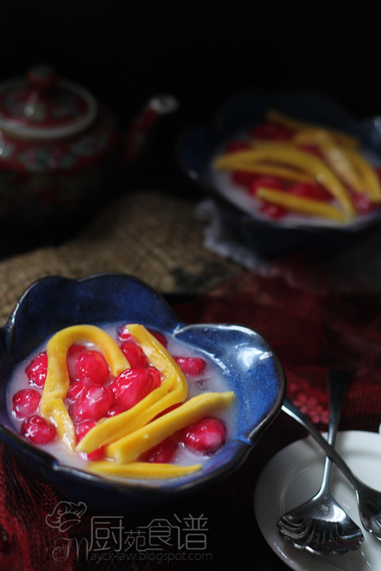 厨苑食谱: 红宝石 【Tub Tim Krob, Red Rubies】