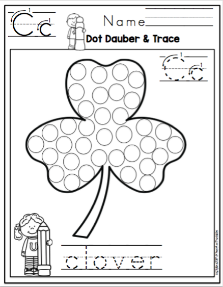 St. Patrick Dot Dauber and Tracing Pages "No Prep" ~ Preschool Printables