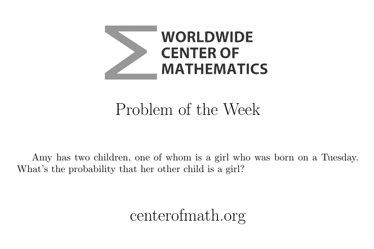 The Center of Math Blog: Problem of the Week