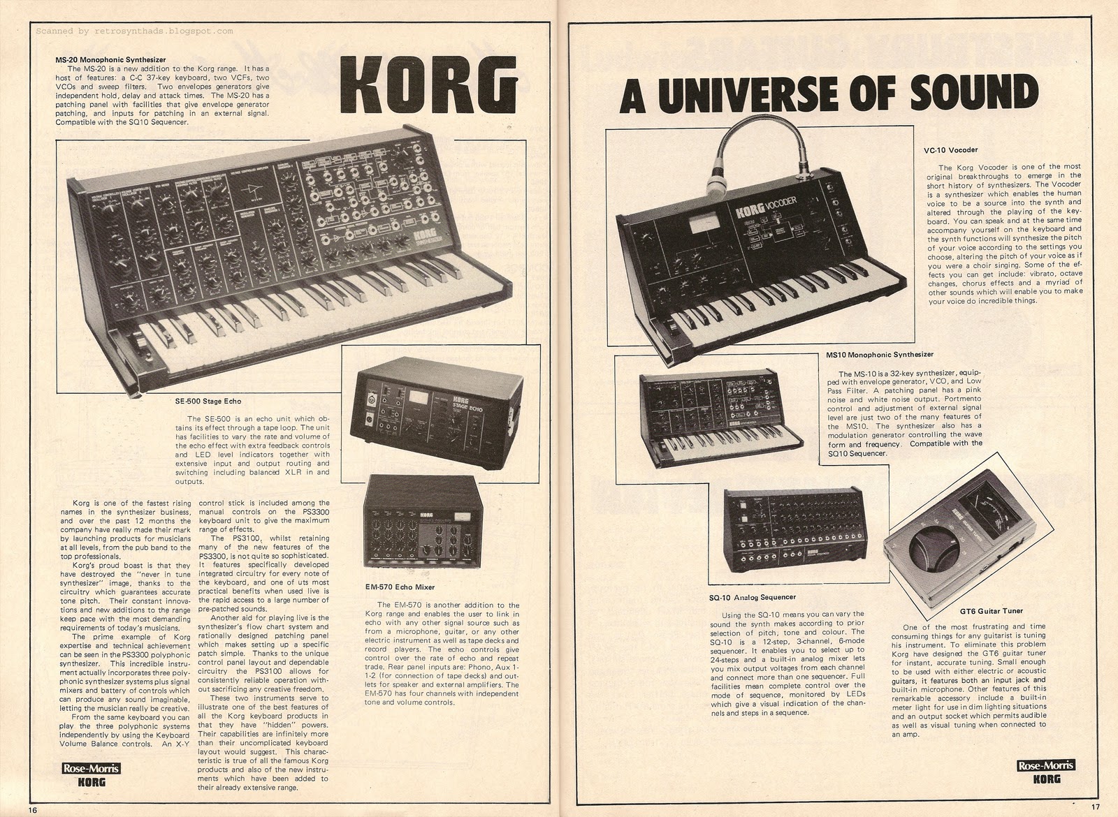 Retro Synth Ads: Korg "A universe of sound" family of synthesizers ad ...