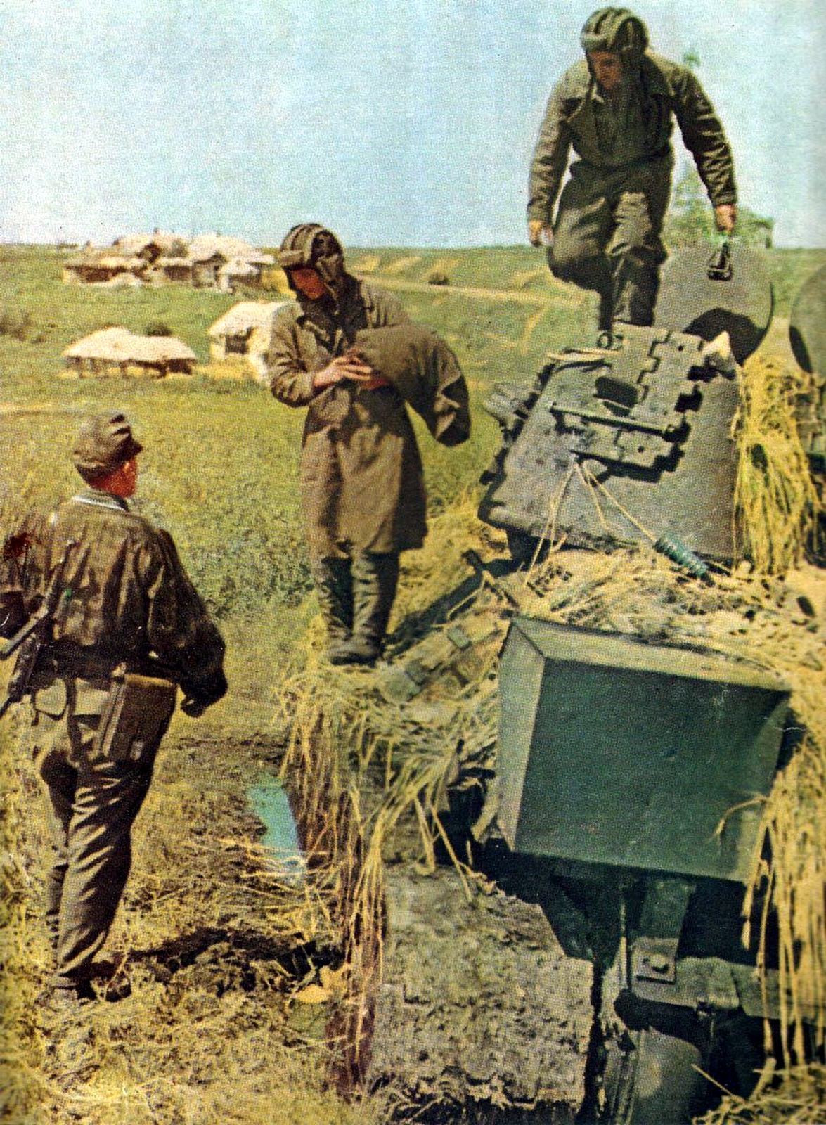 World War II in Color: Russian Tank Crew Surrender to SS Soldier