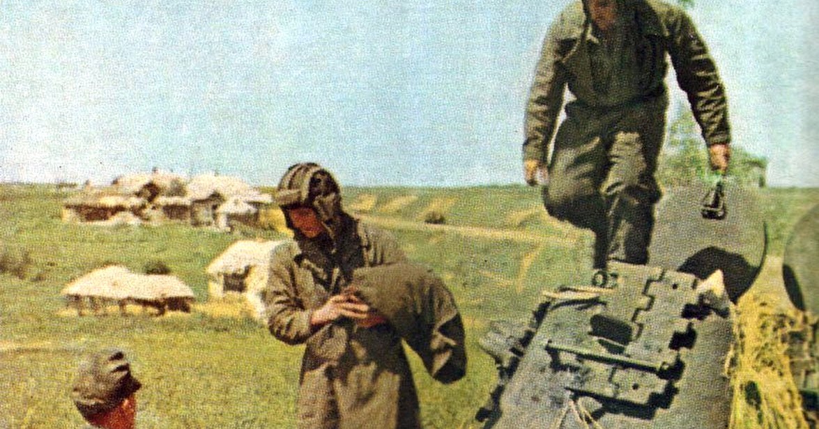 World War II in Color: Russian Tank Crew Surrender to SS Soldier