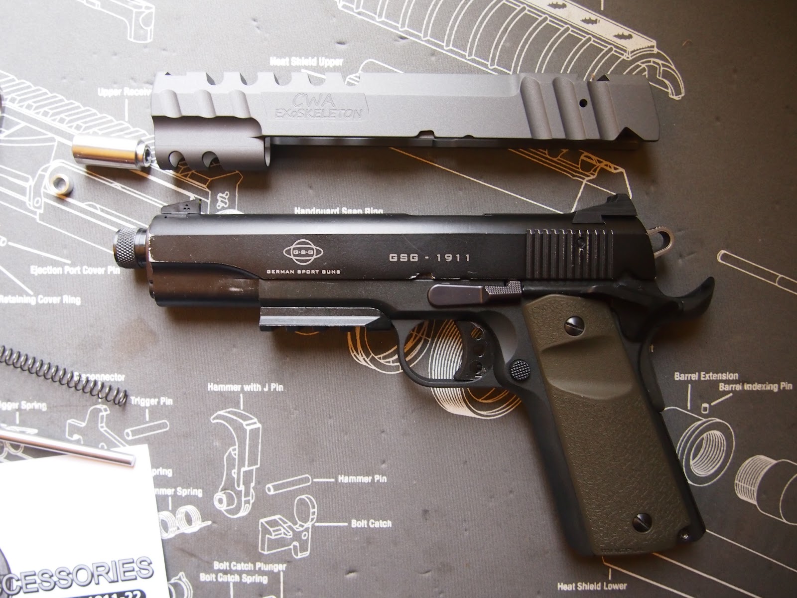 Mister Donut's Firearms Blog: GSG 1911 CWA Exoskeleton and upgrade kit