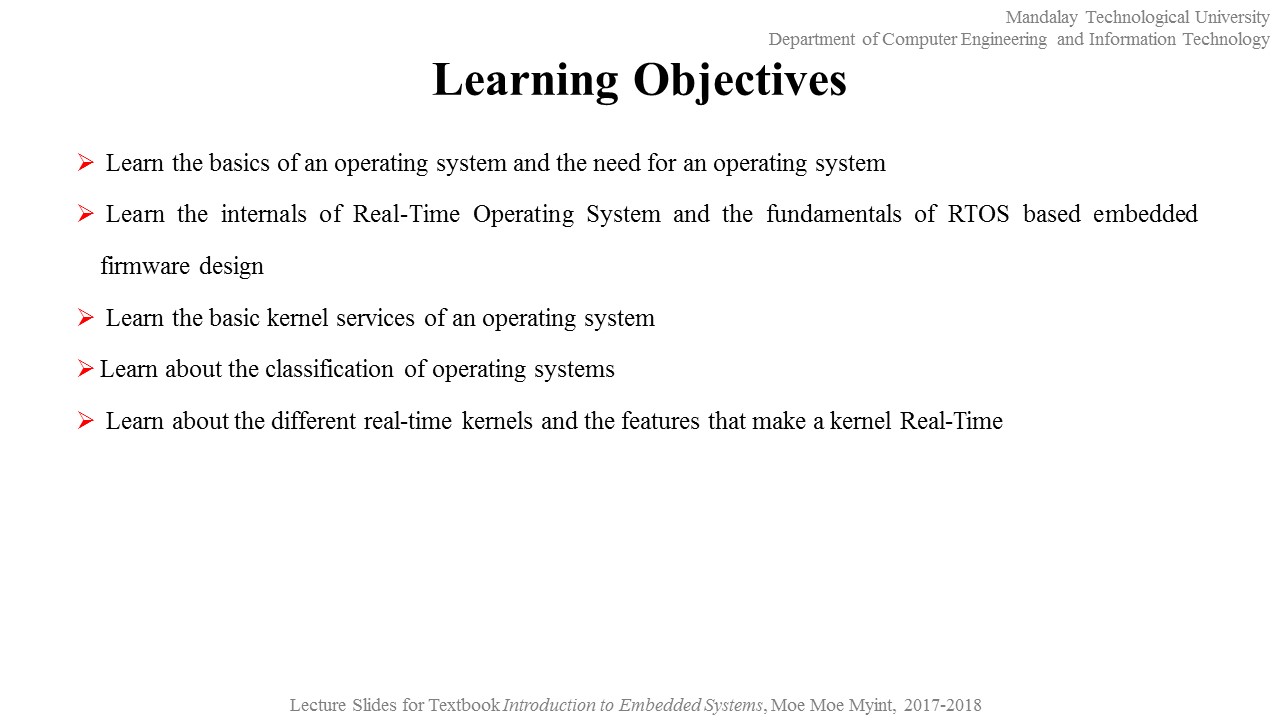 Dr Moe Moe Myint: Embedded System II (2nd portion) Chapter 10-Real Time ...
