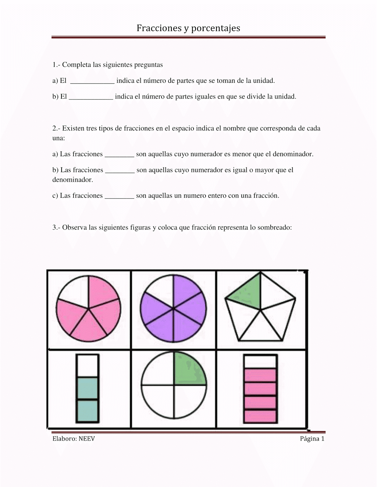 Asesoria educativa: Fracciones y porcentajes