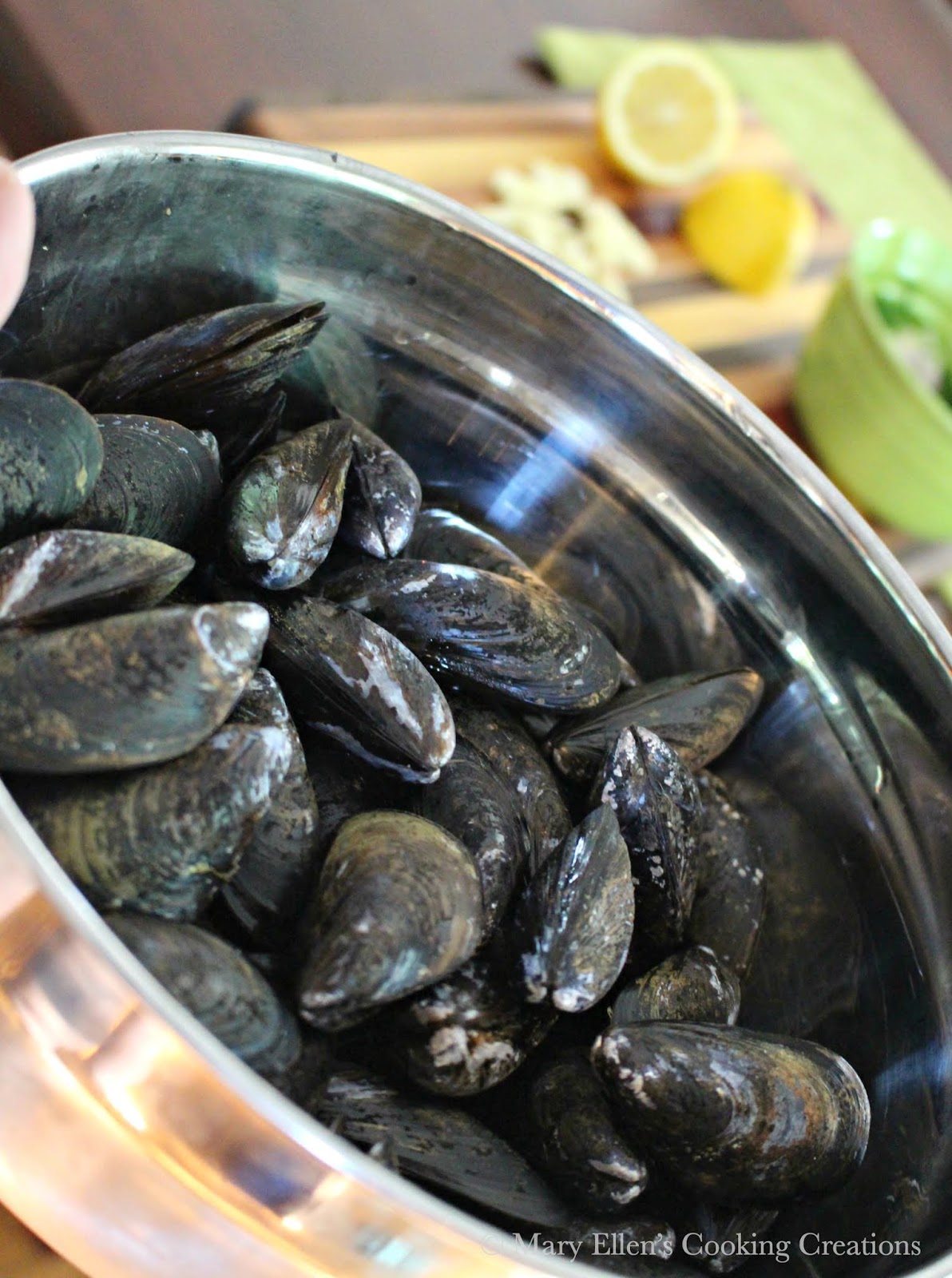 Mary Ellen's Cooking Creations: Mussels Roasted in Almond Garlic Butter