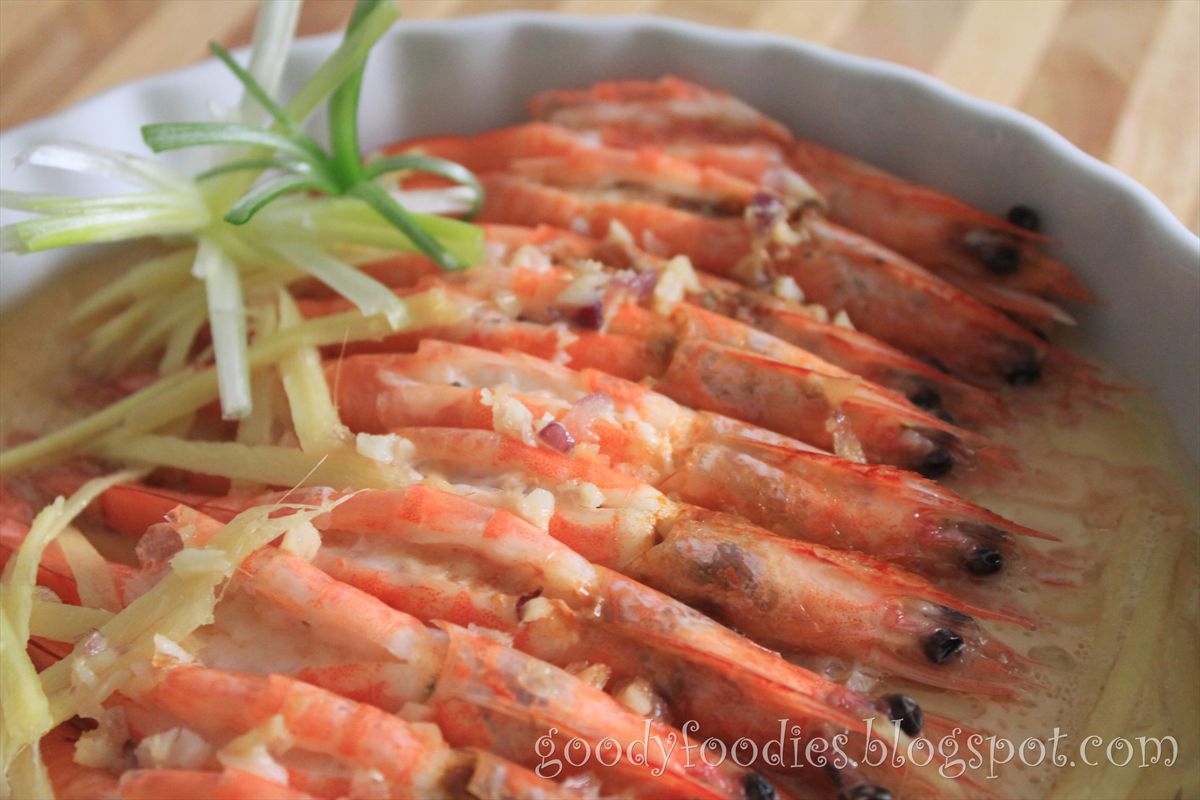 GoodyFoodies: I cooked: Steamed Prawns with Shaoxing wine and Egg White