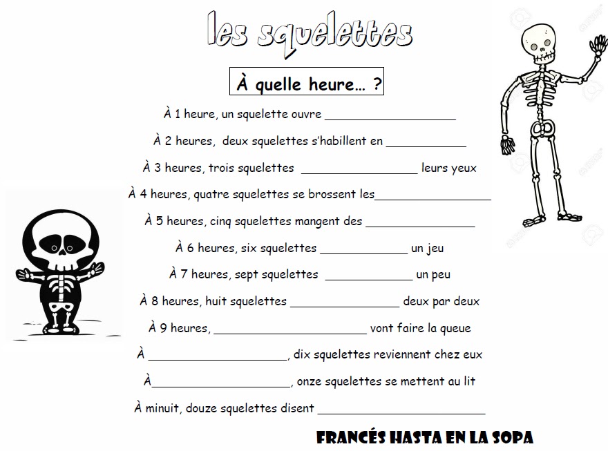 Le coin du français. CEIP "La Paz". Cuenca: La chanson des squelettes