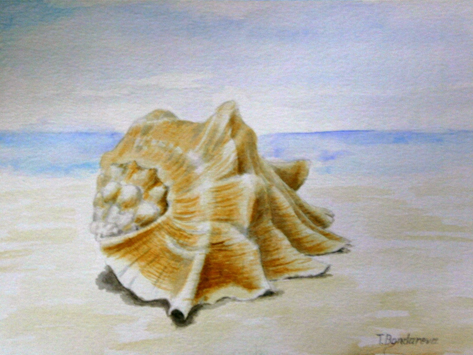 Joyful Art: Sea shell painting using multilayer watercolors technique ...