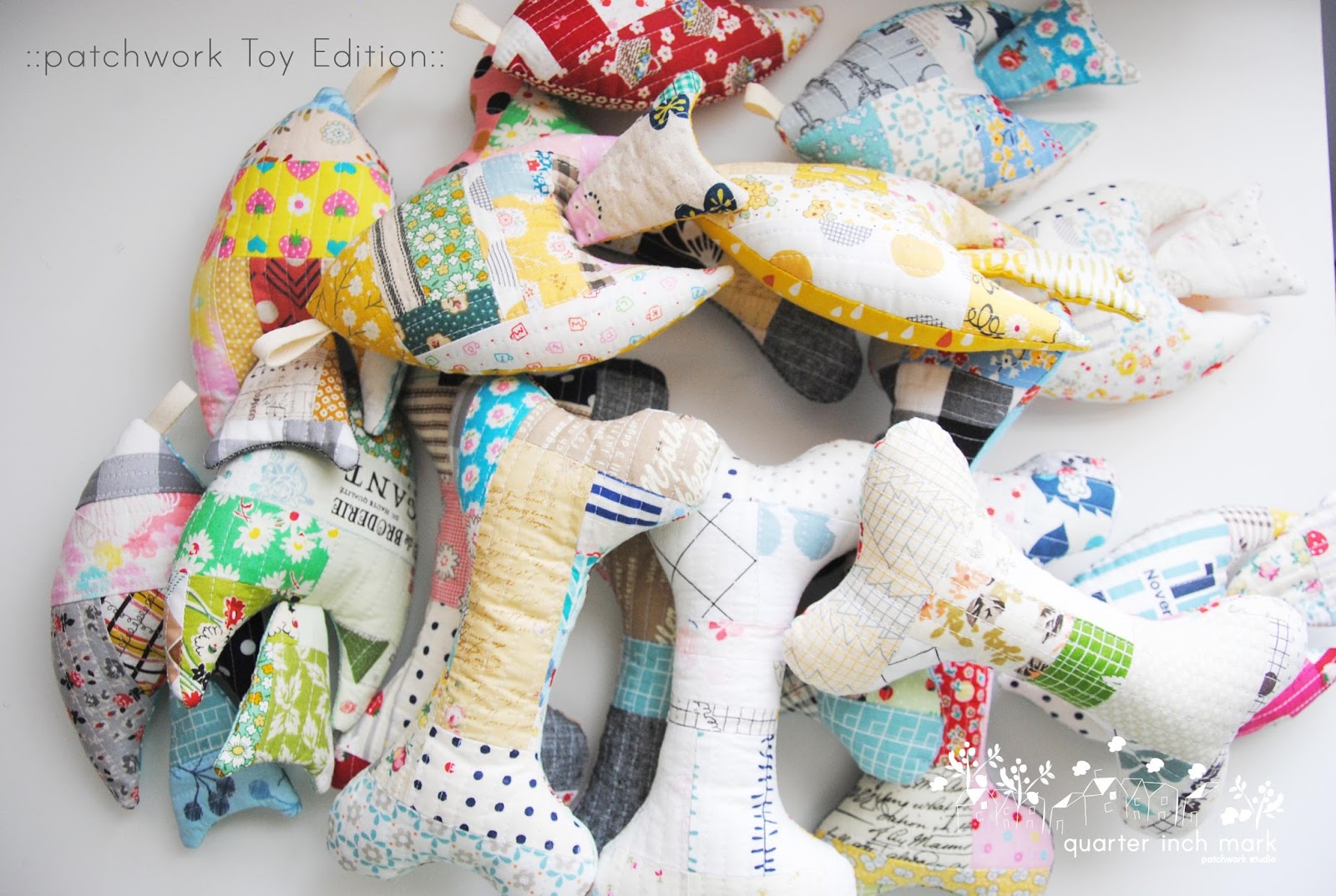 1/4" mark: Lucky Bone Patchwork Toy Sewing Pattern