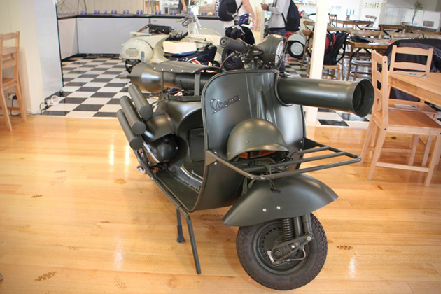 2 stroke scooters: Deadly Vespa with built in anti tank cannon